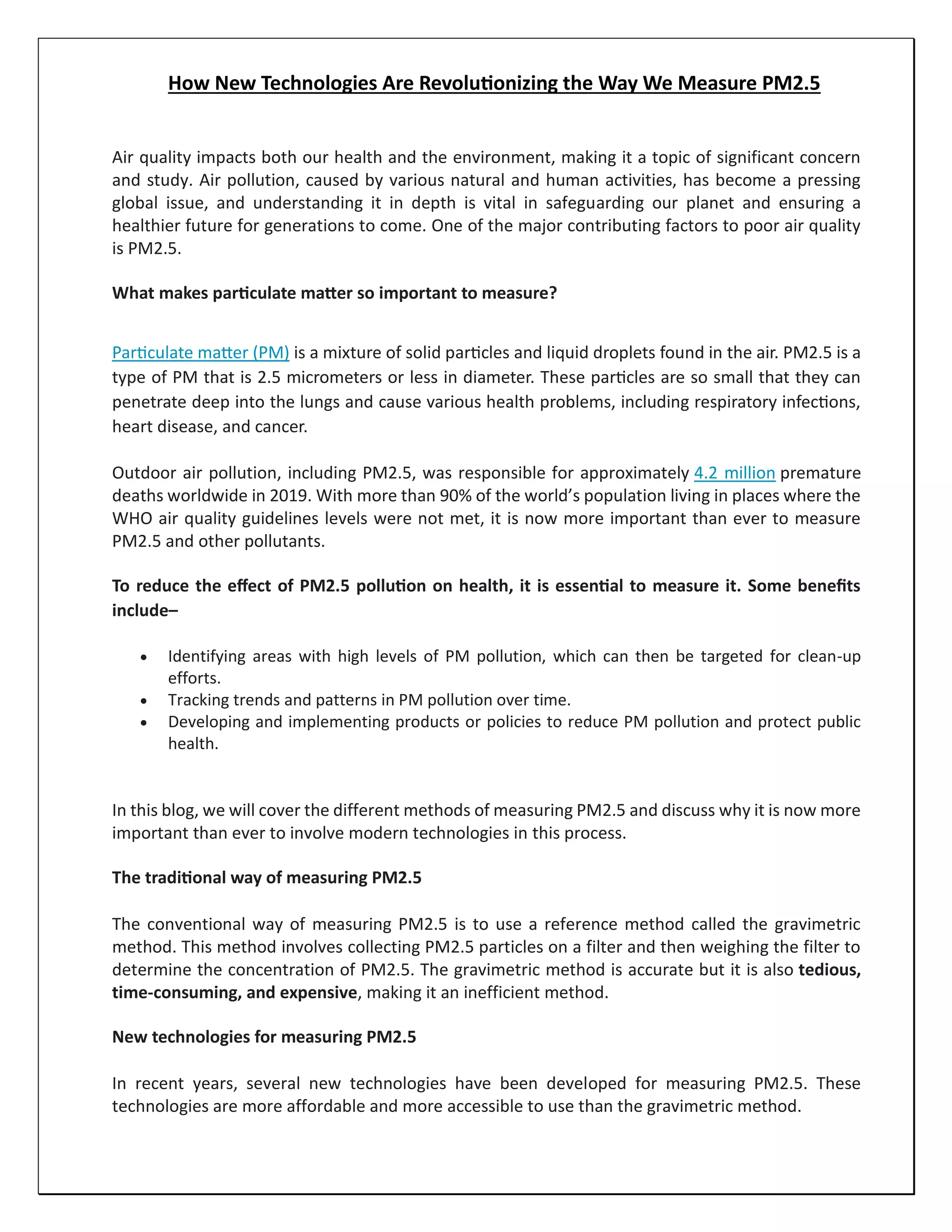 How New Technologies Are Revolutionizing the Way We Measure PM2.5 | PDF