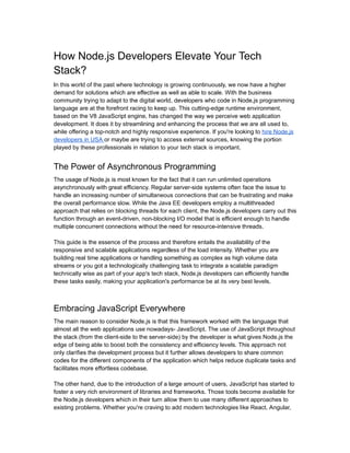 How Node.js Developers Elevate Your Tech Stack.pdf | Shareware and Freeware | Computer Software ...