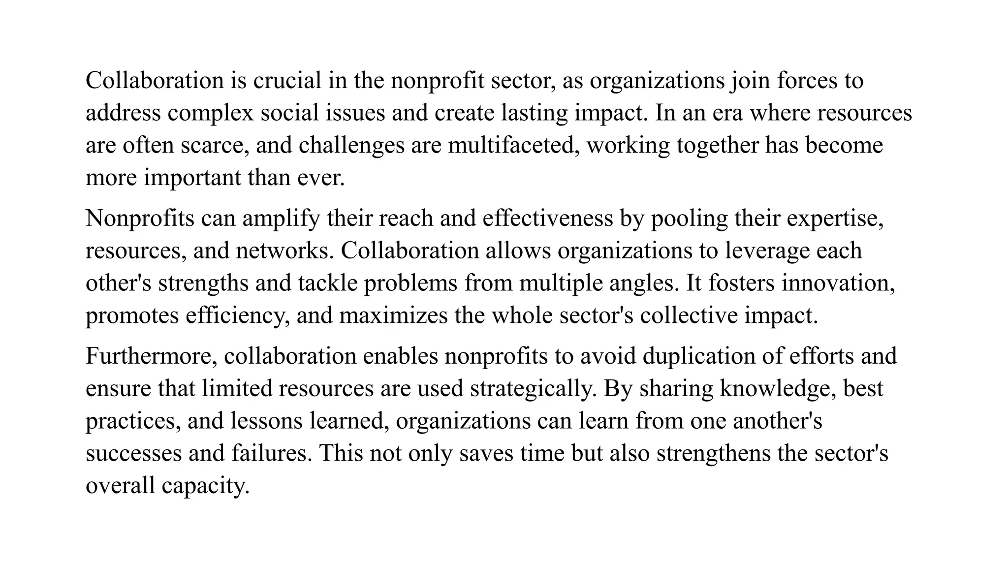 Building a Stronger Nonprofit Community: The Impact of Collaboration | PPTX