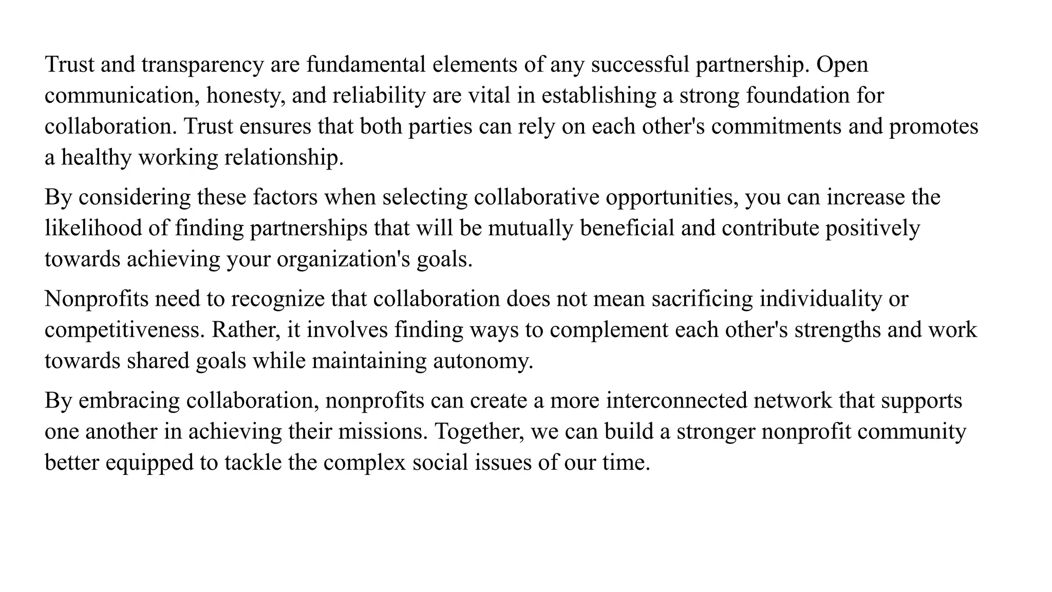 Building a Stronger Nonprofit Community: The Impact of Collaboration | PPTX