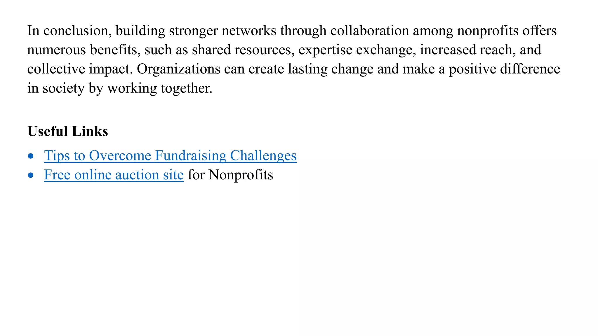 Building a Stronger Nonprofit Community: The Impact of Collaboration | PPTX
