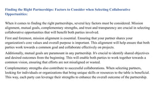 Building a Stronger Nonprofit Community: The Impact of Collaboration | PPTX