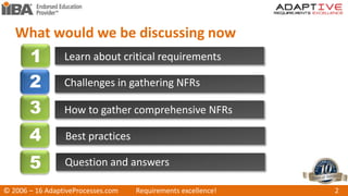 IIBA Webinar on How not to forget critical requirements | PPT