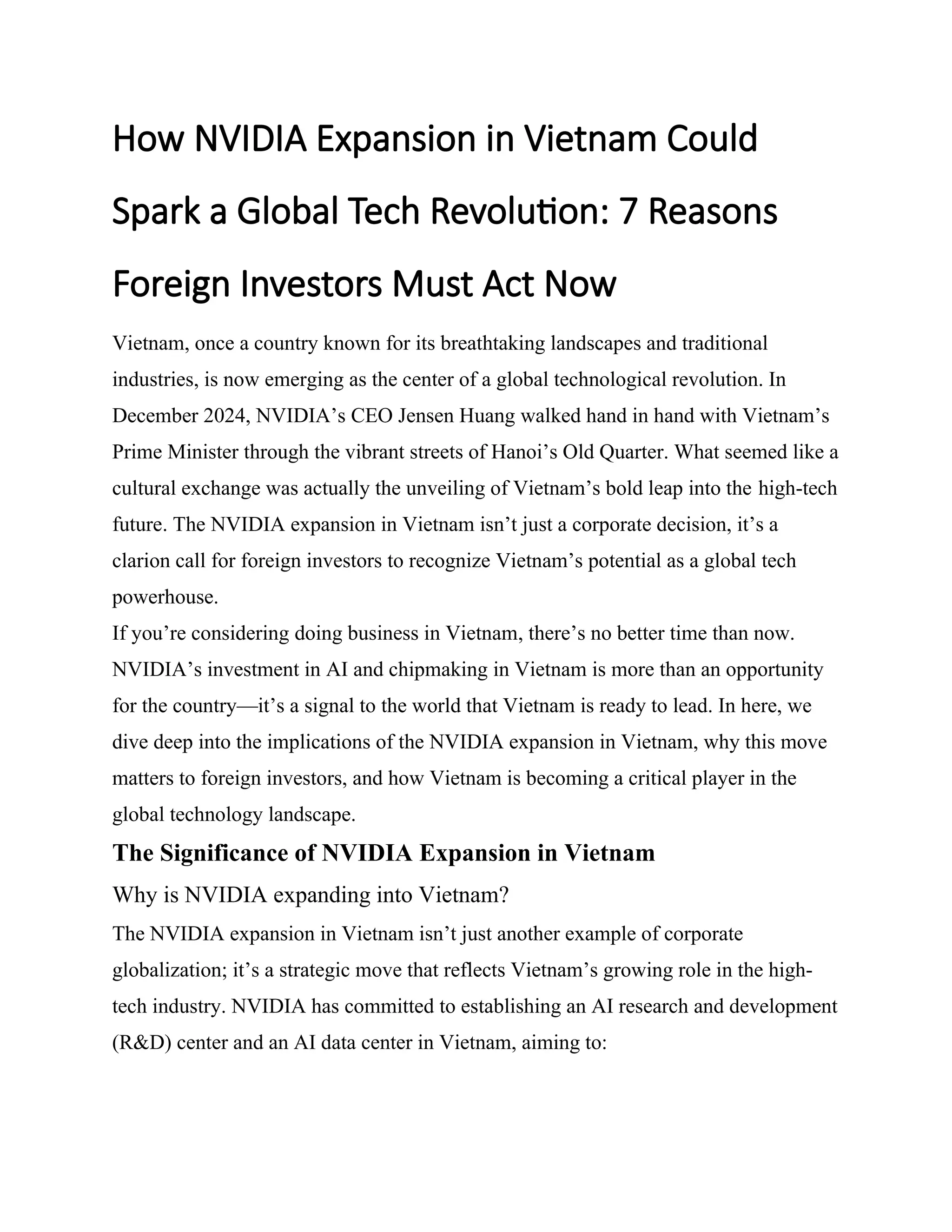 How NVIDIA Expansion in Vietnam Could Spark a Global Tech Revolution 7 ...