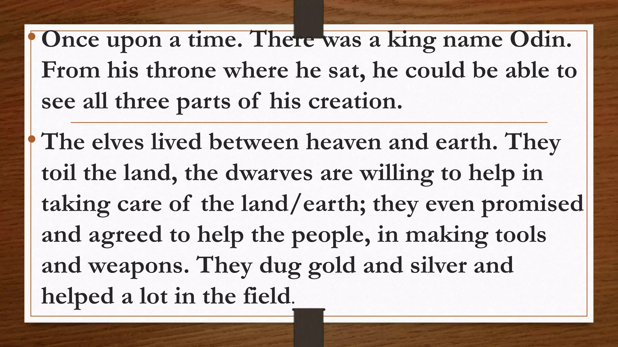 How odin lost his eye story sequence | PPTX