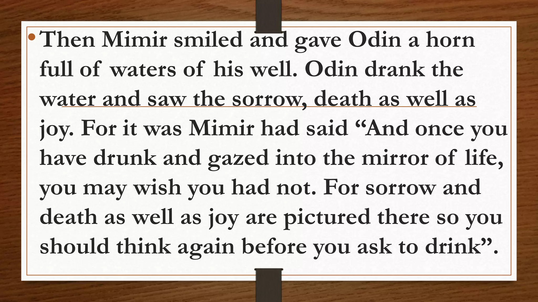 How odin lost his eye story sequence | PPTX