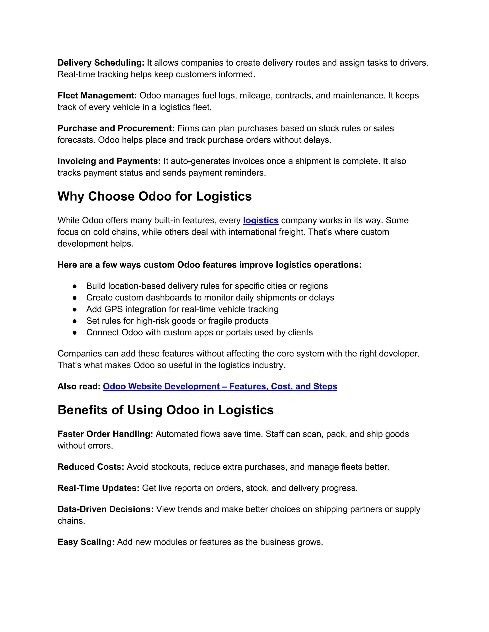 A Comprehensive Guide to Odoo Development for Logistics | PDF