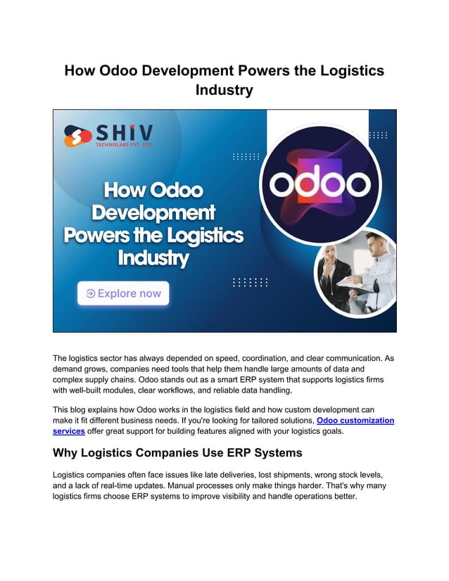 A Comprehensive Guide to Odoo Development for Logistics | PDF