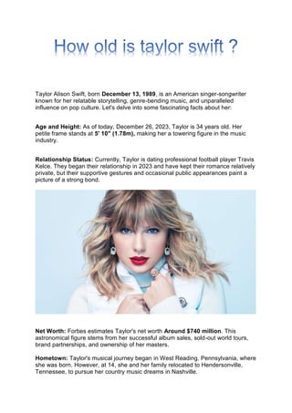 How old is taylor swift Taylor Alison Swift, born | DOCX