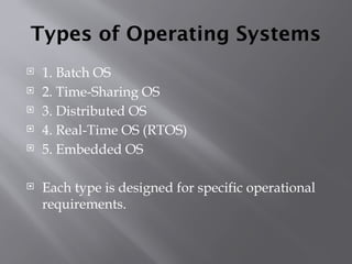 How Operating Systems Works with core functionality | PPTX
