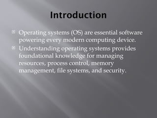 How Operating Systems Works with core functionality | PPTX