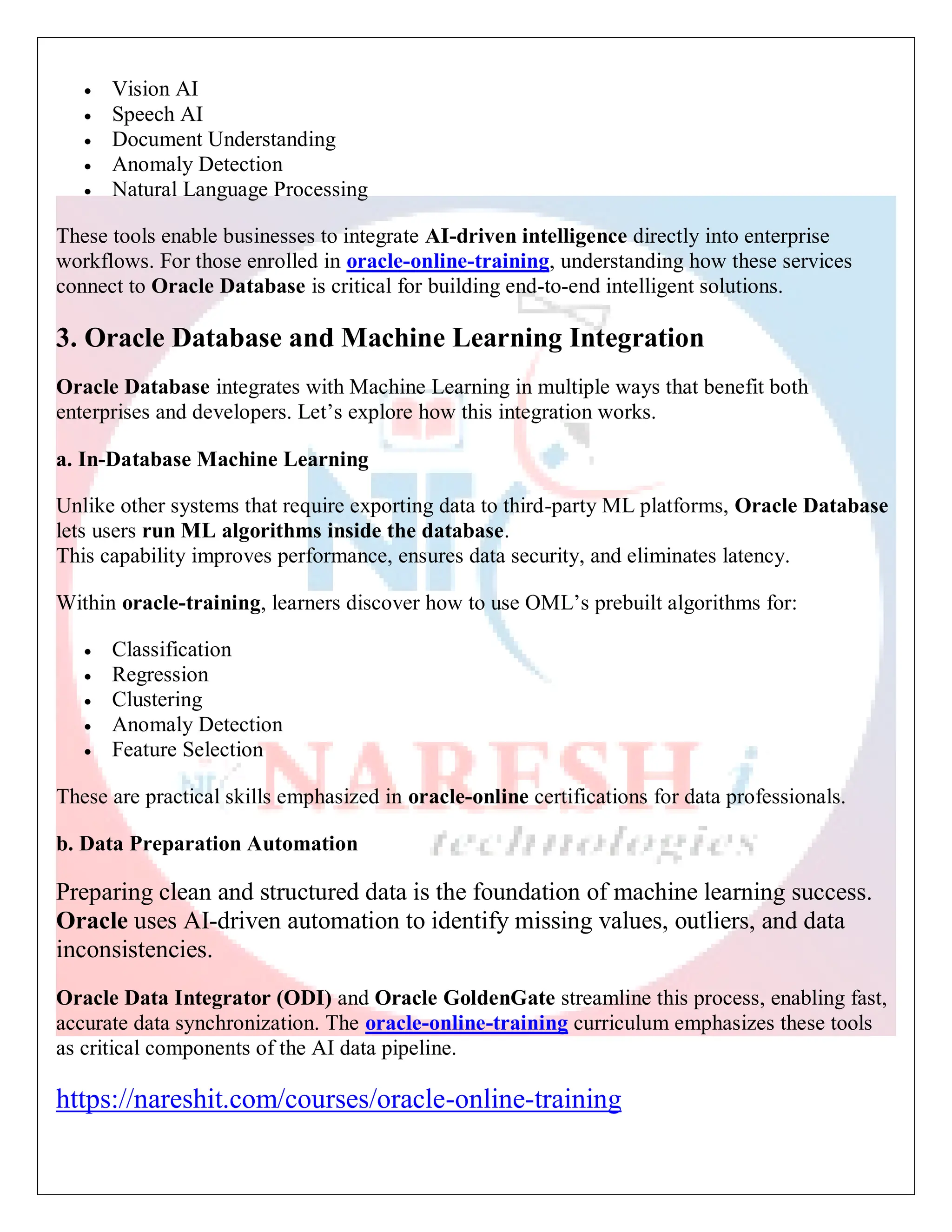 How Oracle Database Integrates with AI and Machine Learning - Oracle ...