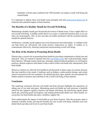 The Surprising Connection: How Oral Health Impacts Brain Function | PDF ...