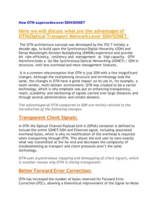 How otn supercedes over sdh? | PDF