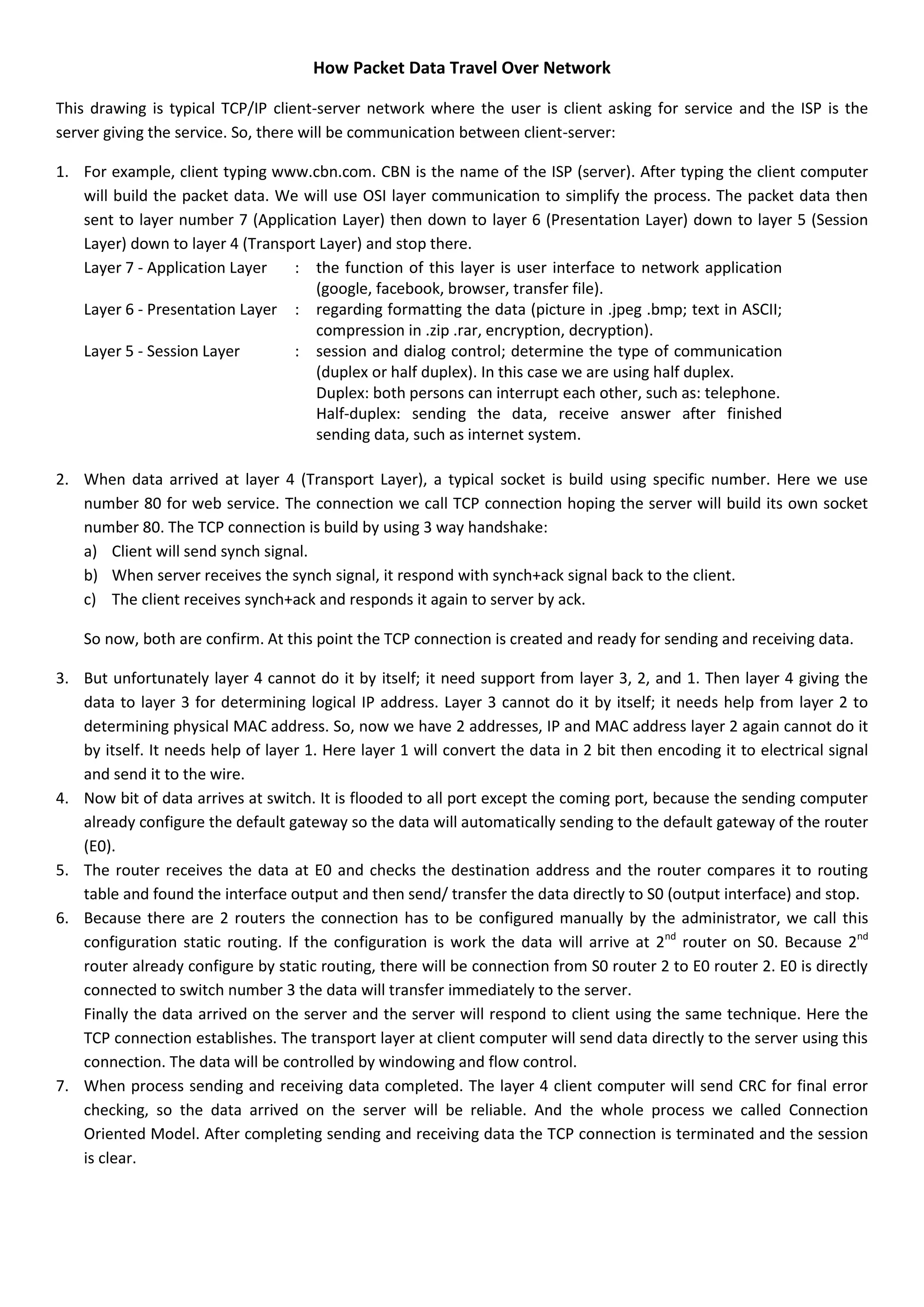 How packet data travel over network | DOCX