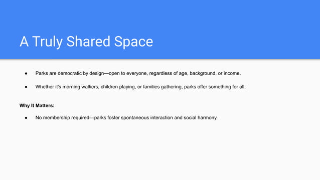 How Parks Bring Together People from All Walks of Life | PPT