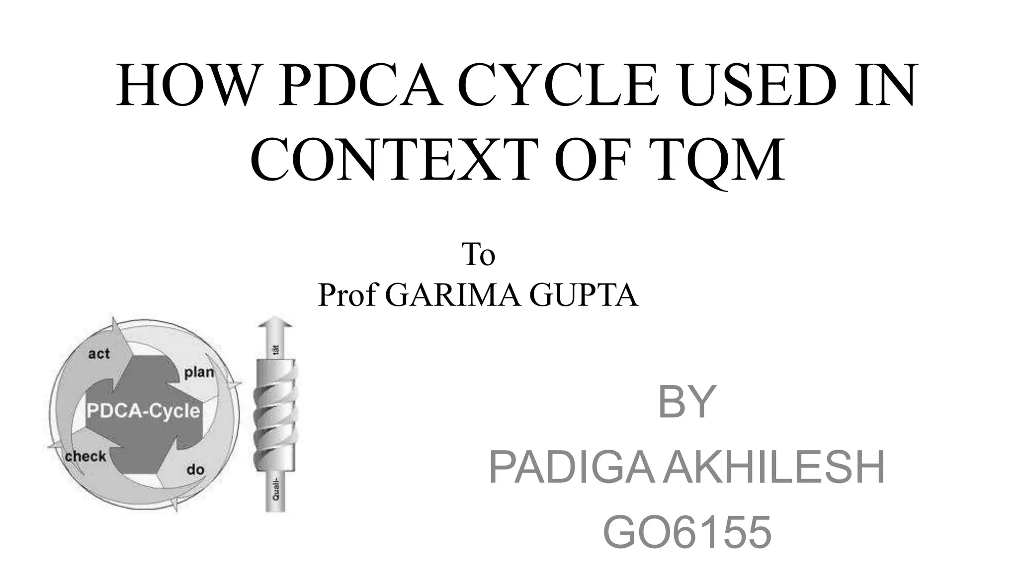 How pdca cycle used in context of TQM | PPTX | Business and Finance