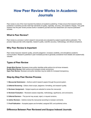 Comprehensive Guide to Peer Review in Academic Journals: Process ...