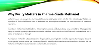 Pharma-Grade Methanol: Purity Tests for Safety Assurance | PPTX