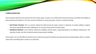 Pharma-Grade Methanol: Purity Tests for Safety Assurance | PPTX