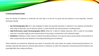 Pharma-Grade Methanol: Purity Tests for Safety Assurance | PPTX