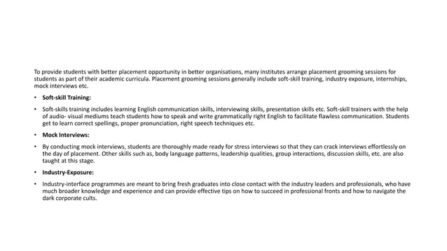 How placement grooming sessions help students | PPTX