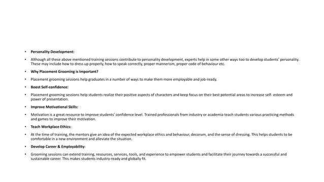 How placement grooming sessions help students | PPTX