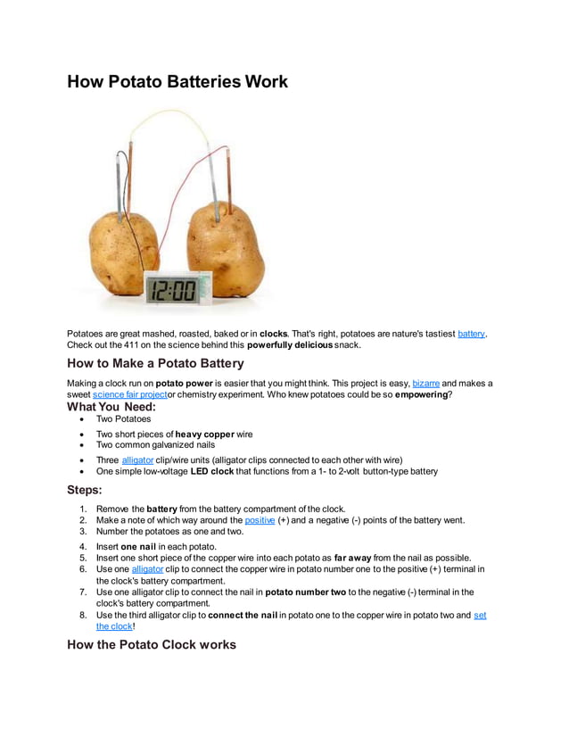 How potato batteries work | DOCX