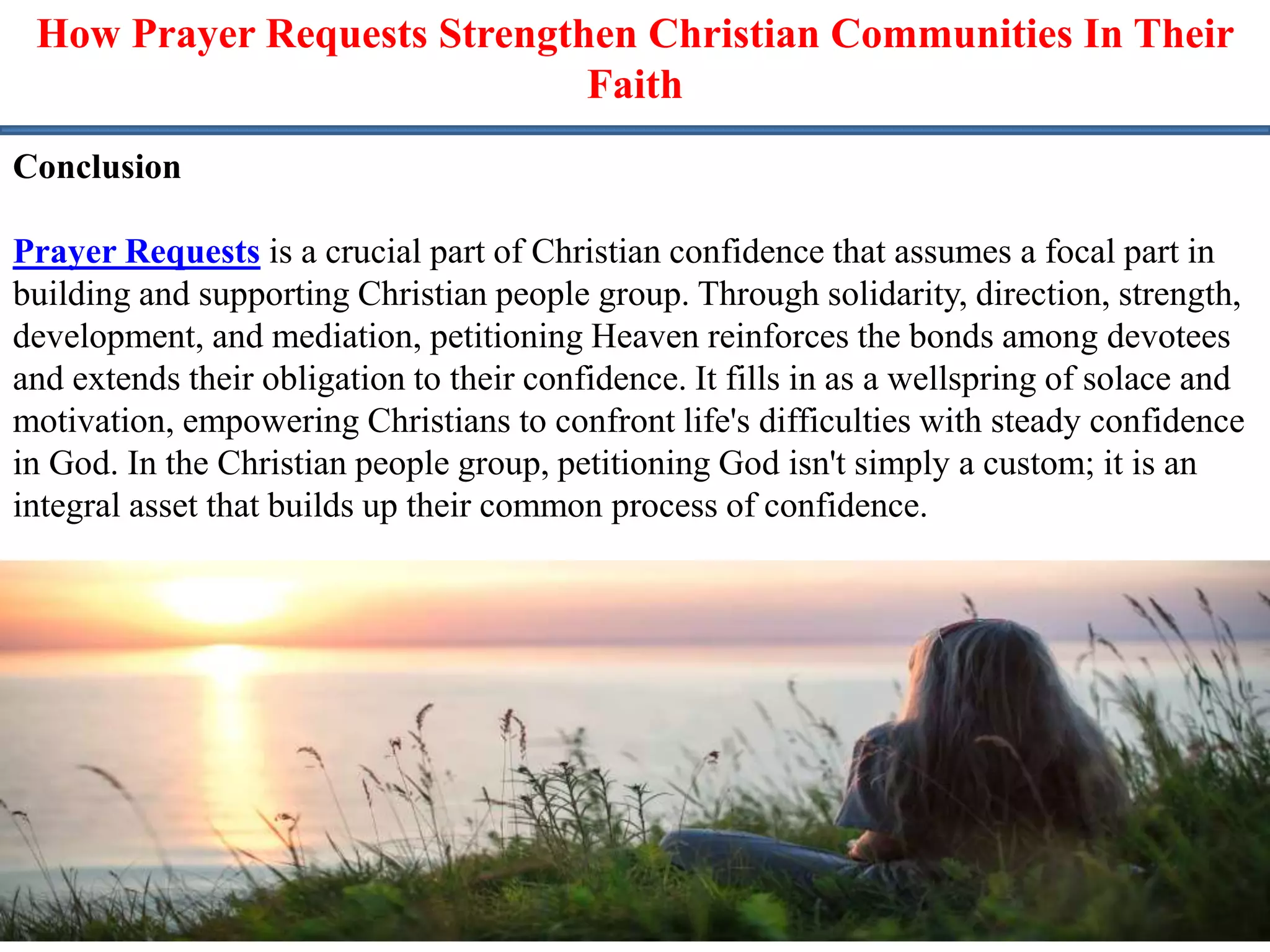 How Prayer Requests Strengthen Christian Communities In Their Faith | PPTX