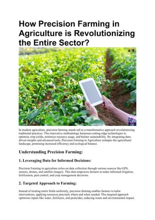 Precision Farming in Agriculture: Advantages, Key Technologies, and ...