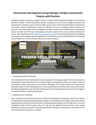 How Premier Development Group Manages Complex Construction Projects ...