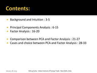 How principal components analysis is different from factor | PPTX