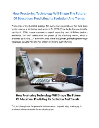 How Proctoring Technology Will Shape The Future Of Education: Predicting Its Evolution And ...