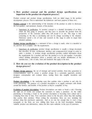 How product concept and the product design specifications are important ...
