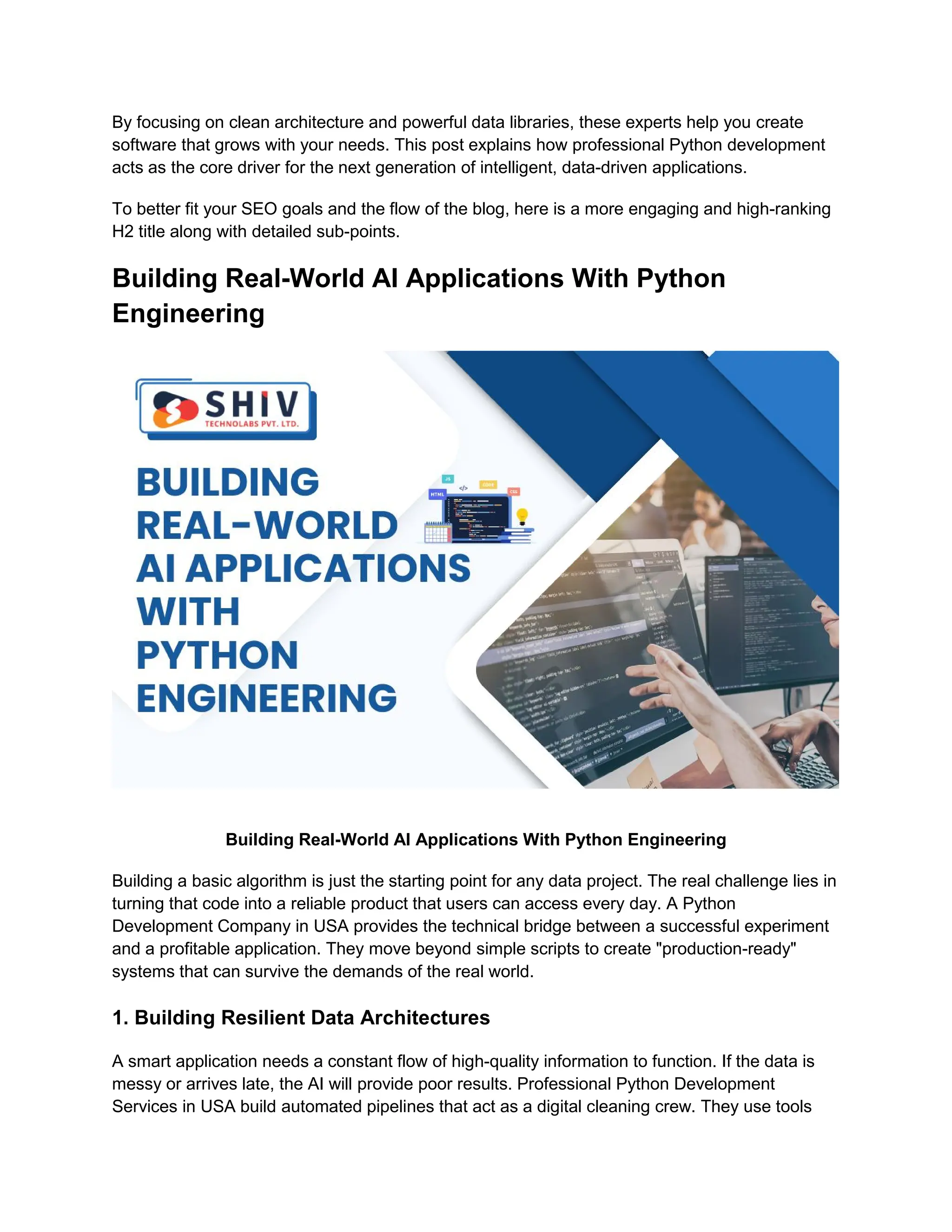 Python Services Power Smart Data-Driven Software | PDF