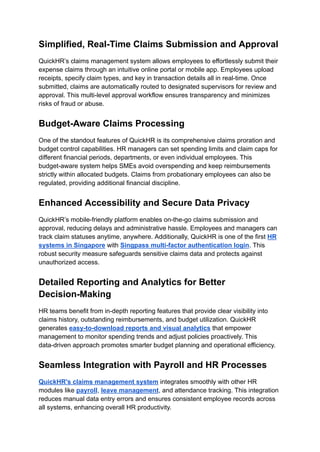 How QuickHR Helps SMEs Control Expense Claims | PDF