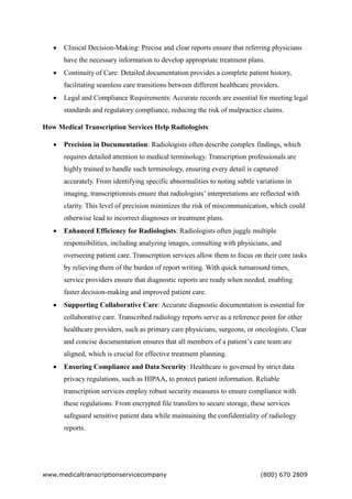 How Radiology Transcription Ensures Accurate Diagnostic Documentation | PDF