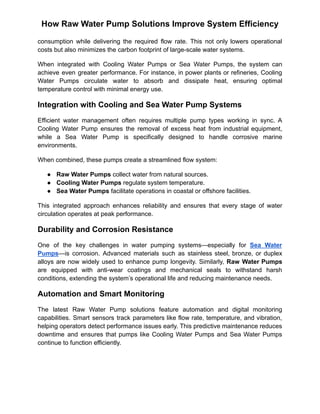 How Raw Water Pump Solutions Improve System Efficiency | PDF