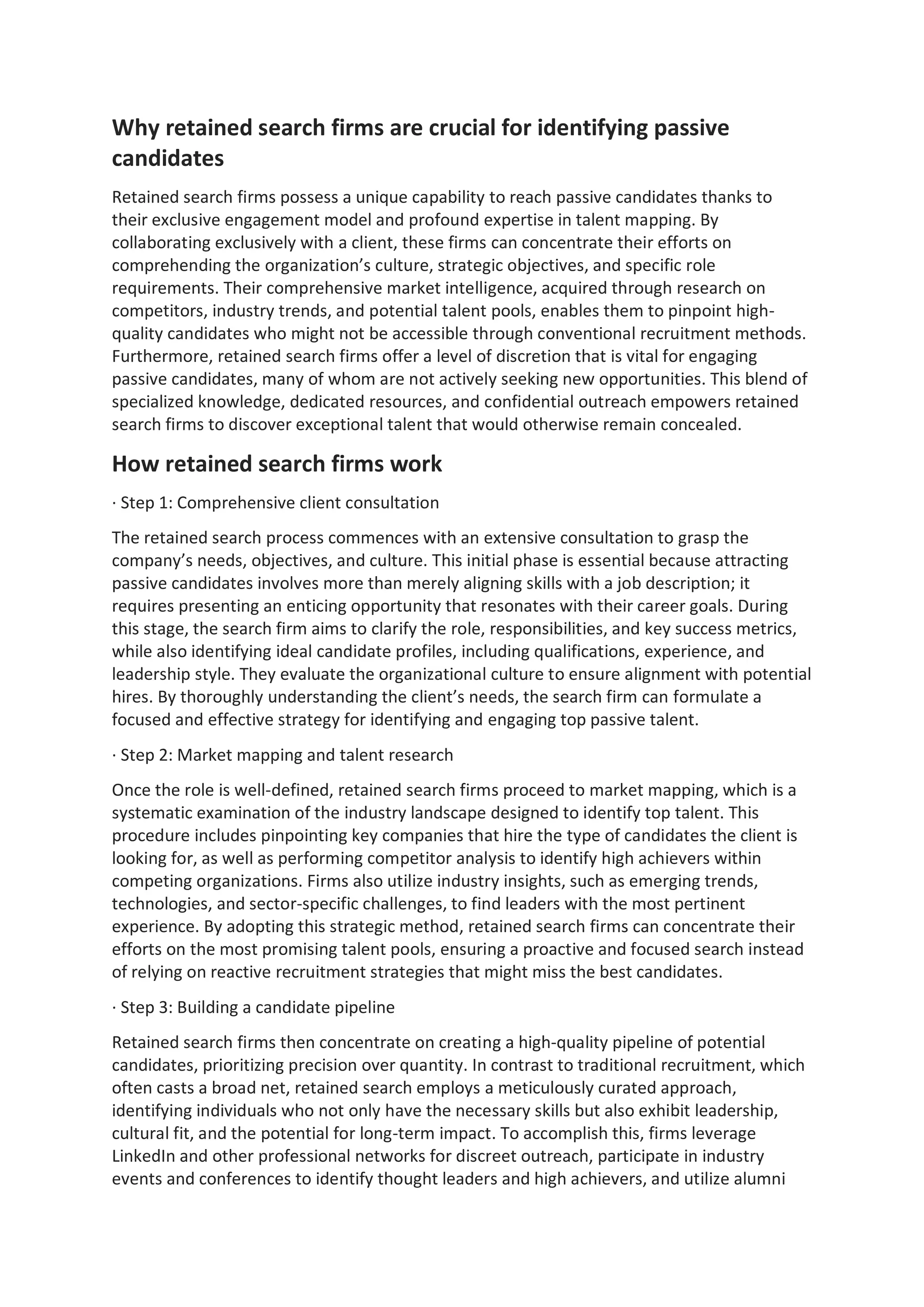 How Retained Search Firms Identify Passive Candidates | PDF