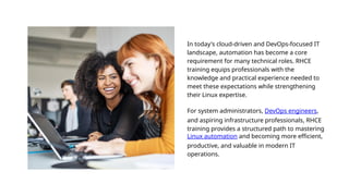 How RHCE Training Builds Practical Linux Automation Skills | PPTX