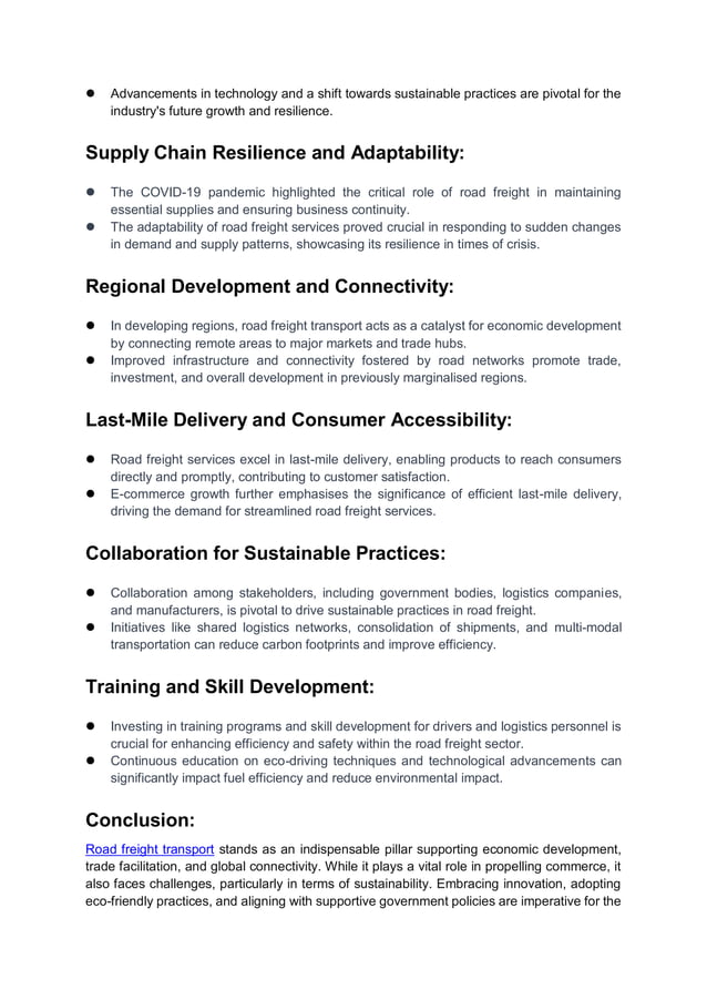 Driving Economic Development and Sustainability: The Role of Road ...
