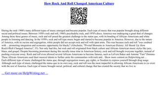 How Rock And Roll Changed American Culture | PPT