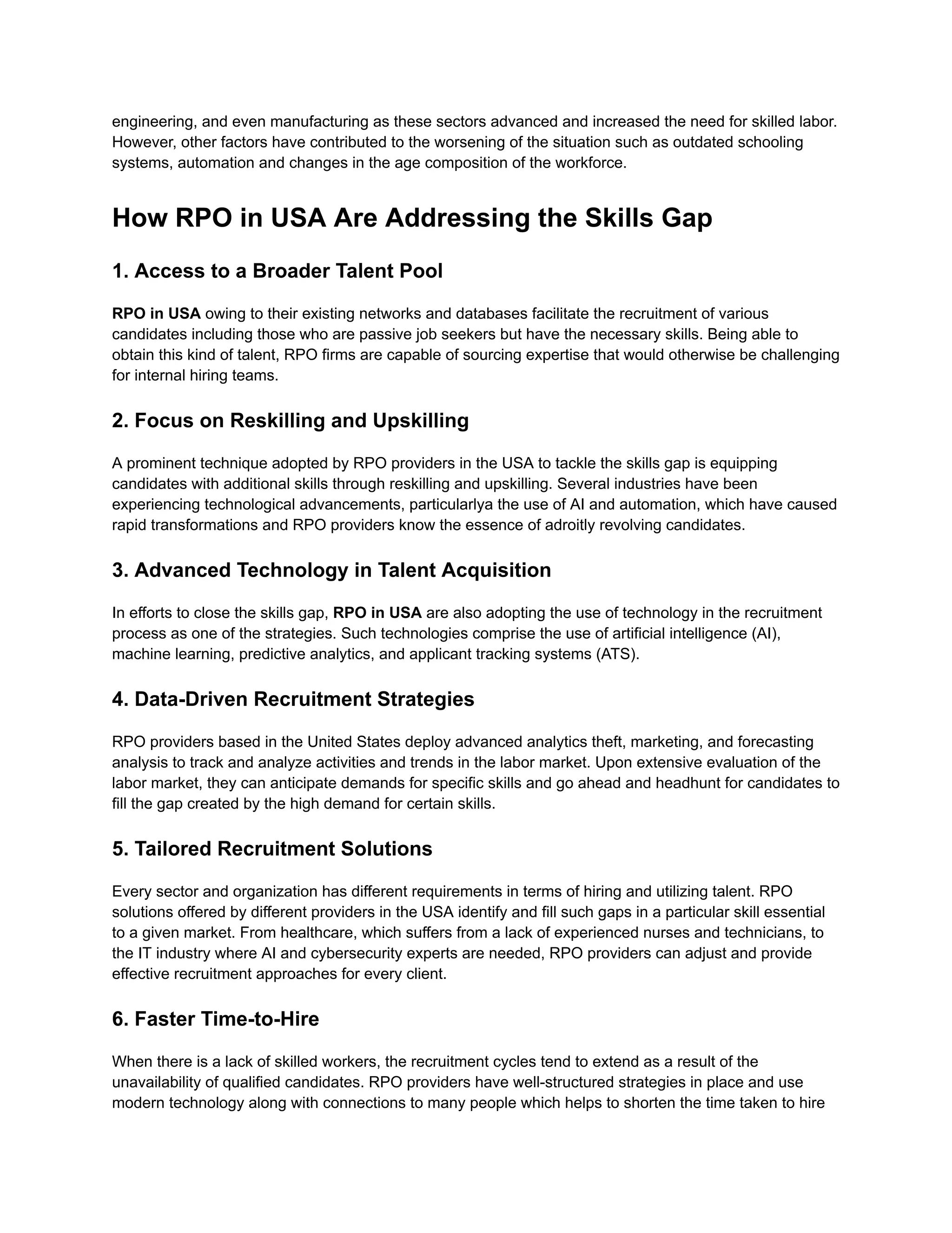 How RPO In USA are Addressing the Skills Gap in the American Workforce ...