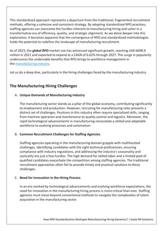 How RPO Standardization Reshapes Manufacturing Hiring Dynamics? | PDF ...