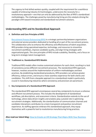 How RPO Standardization Reshapes Manufacturing Hiring Dynamics? | PDF ...