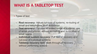How to run a tabletop DR test | PPT
