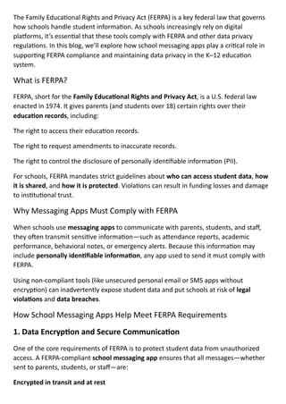 How School Messaging Apps Support FERPA and Data Privacy Regulations | PDF