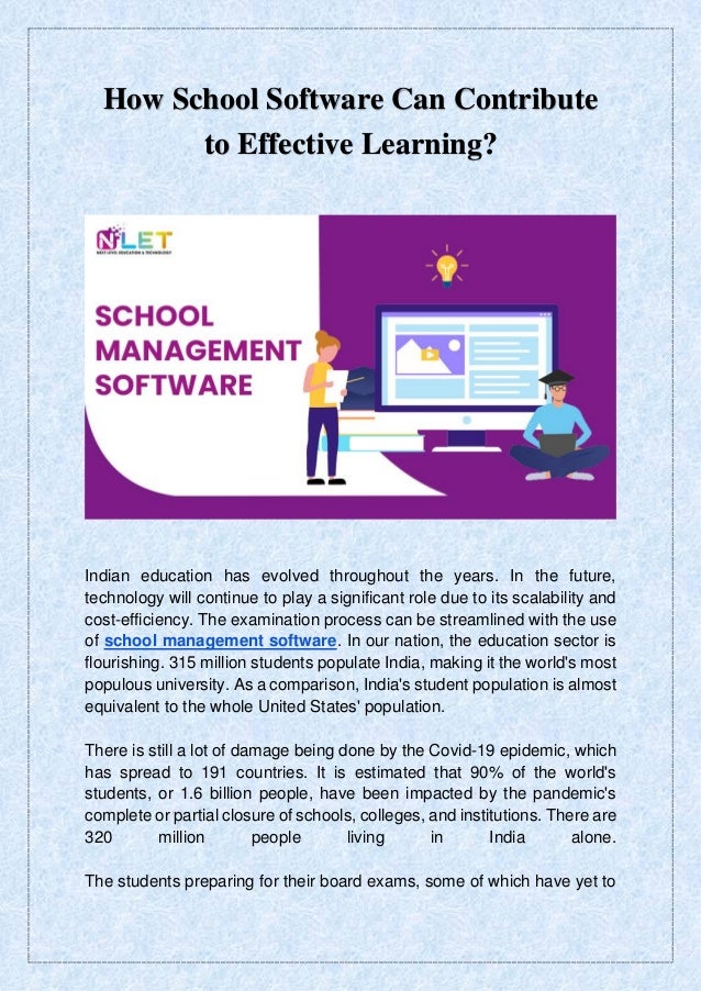 How school software can contribute to effective learning? | PDF