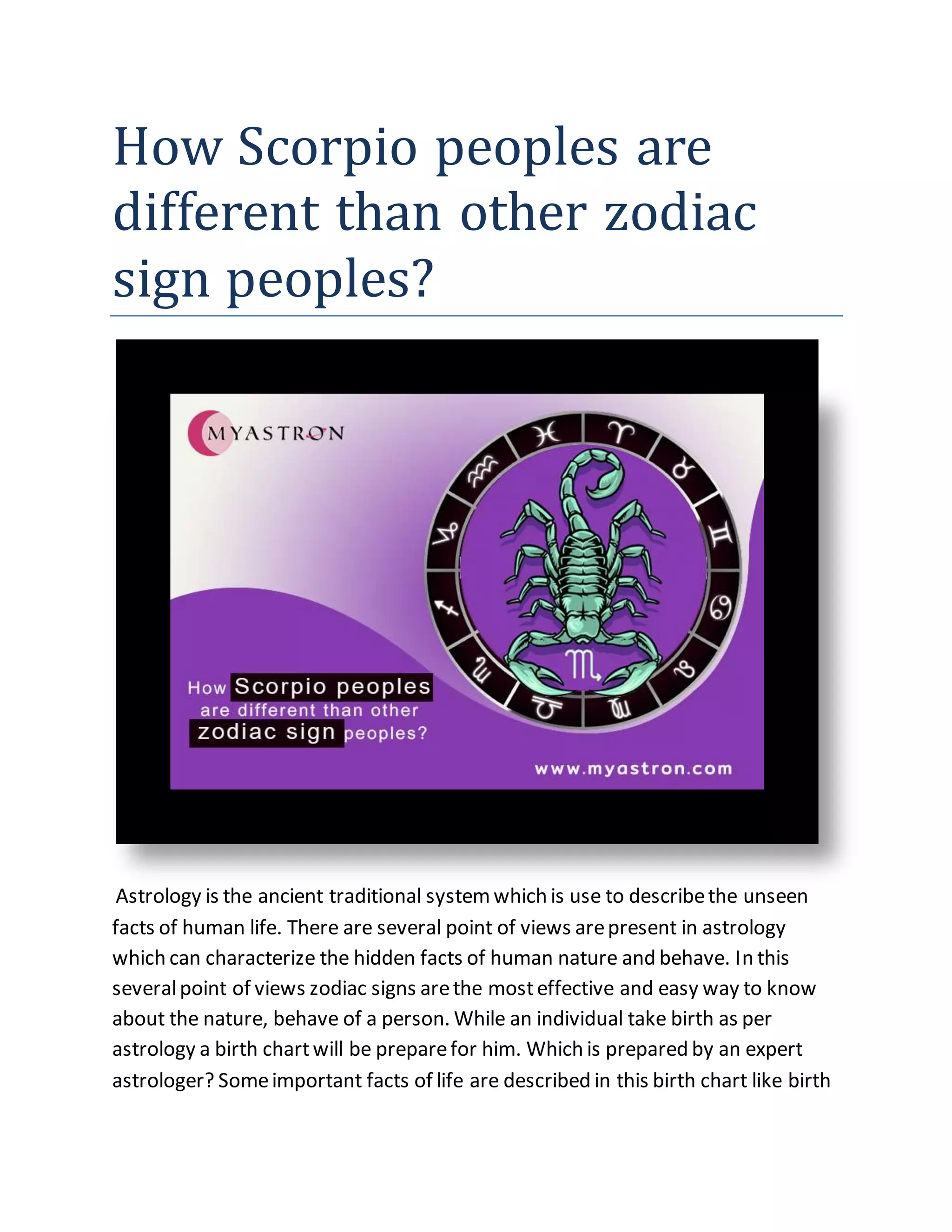 How scorpio peoples are different than other zodiac sign peoples | DOCX