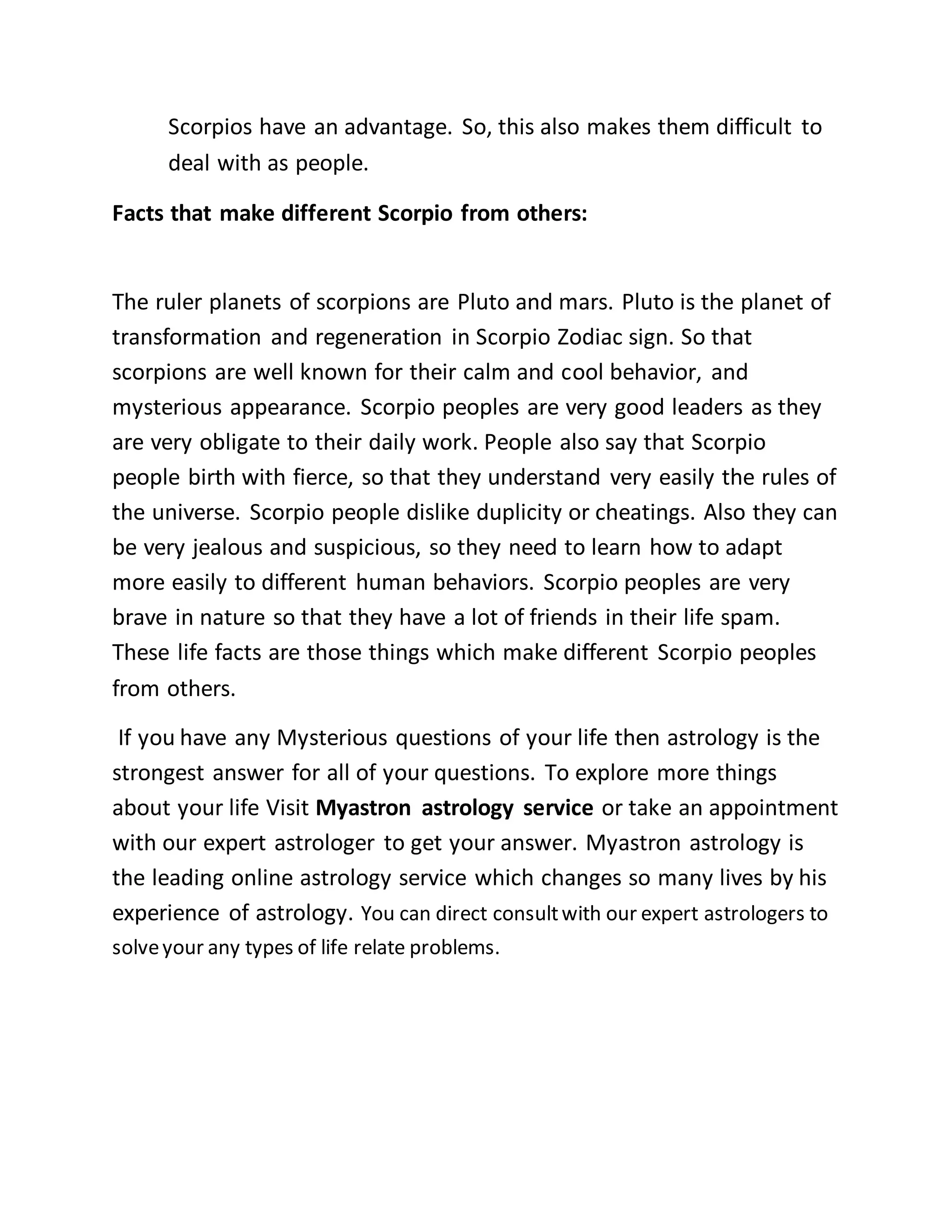 How scorpio peoples are different than other zodiac sign peoples | DOCX